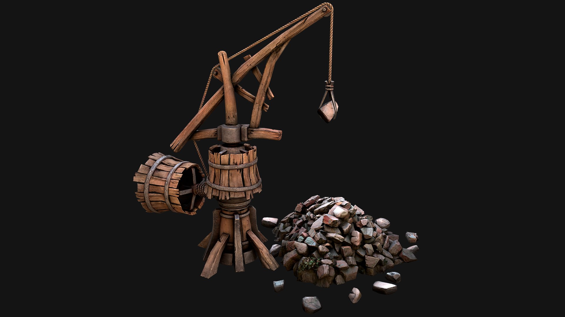 Medieval Wooden Mine And Excavator Ore Model - TurboSquid 2258692
