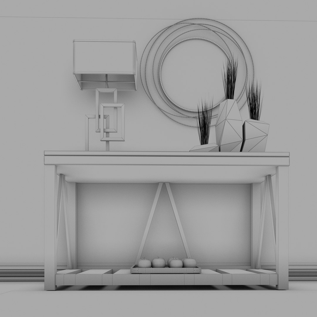 Living Room Mirror Table Set 3D Model - TurboSquid 1789408