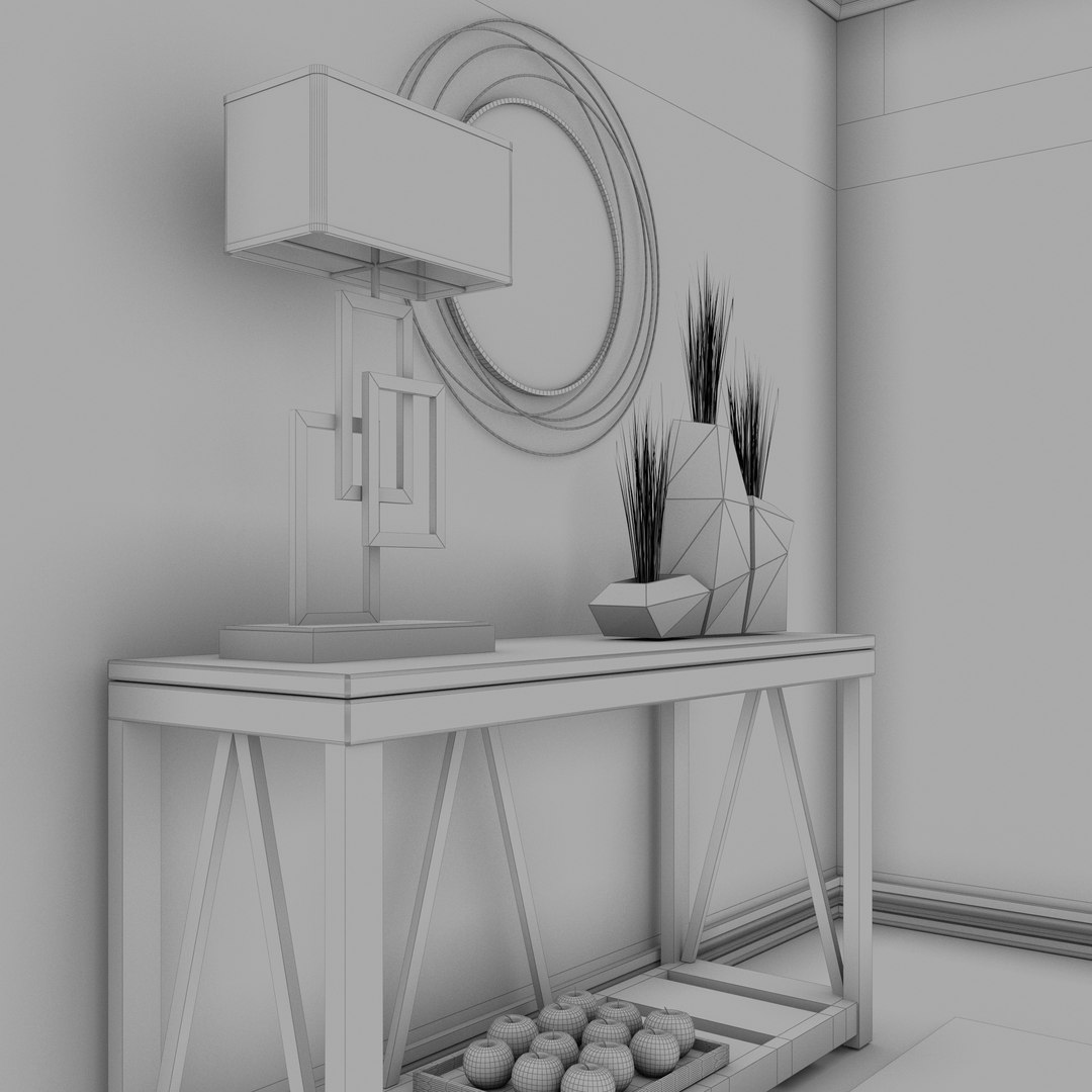 Living Room Mirror Table Set 3D Model - TurboSquid 1789408