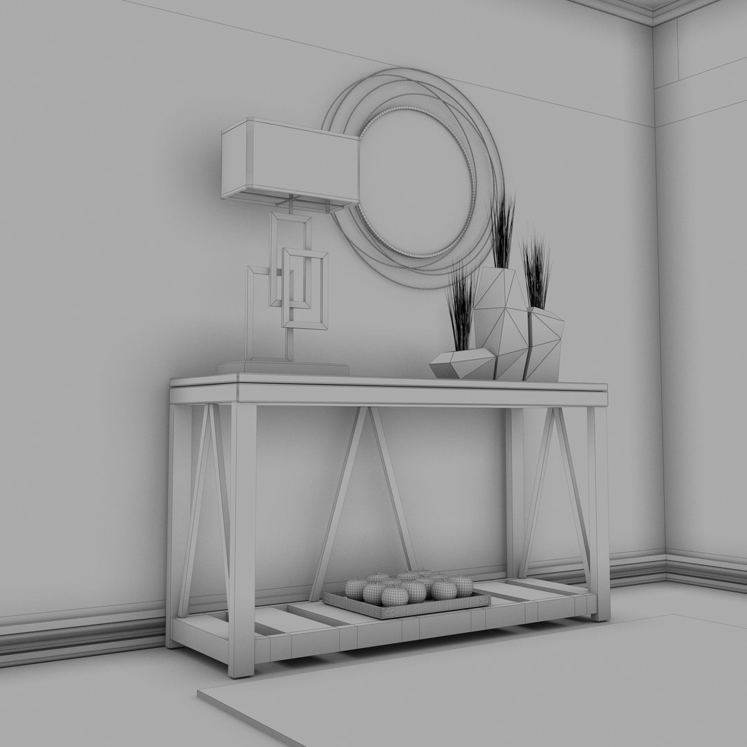 Living Room Mirror Table Set 3D Model - TurboSquid 1789408
