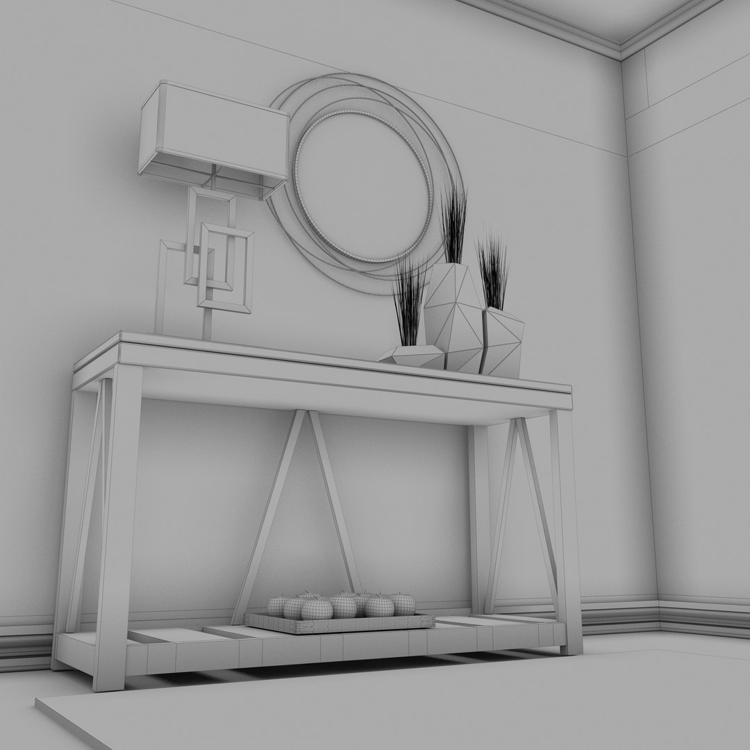 Living Room Mirror Table Set 3D Model - TurboSquid 1789408