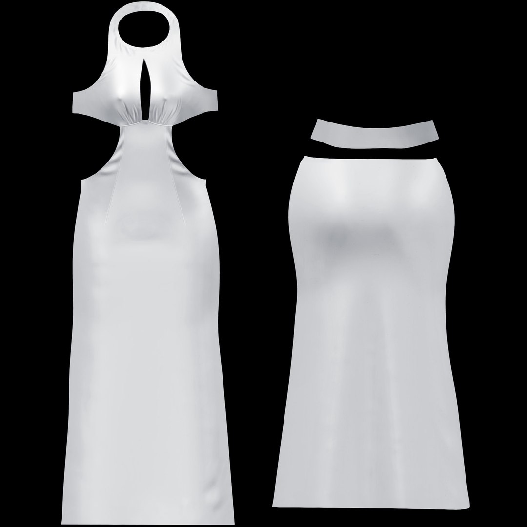 Front Open Maxi Dress 3D - TurboSquid 1817547
