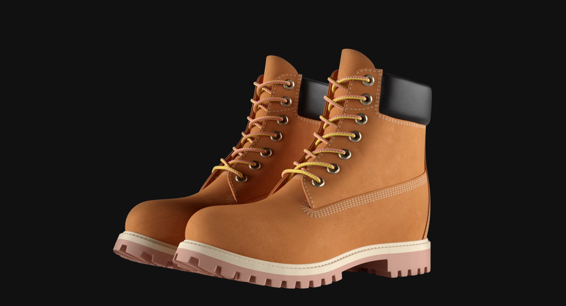 3d model color leather 6-inch boots
