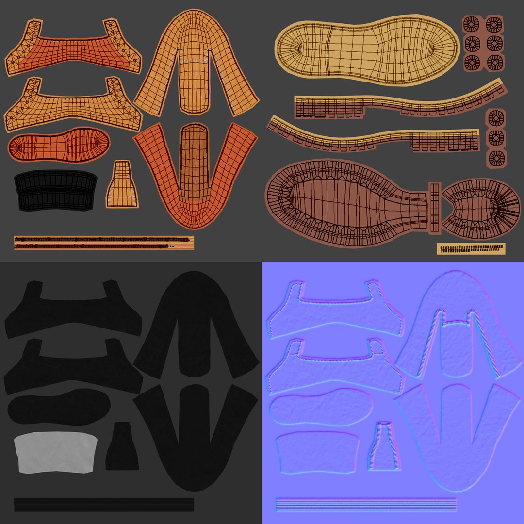 3d model color leather 6-inch boots