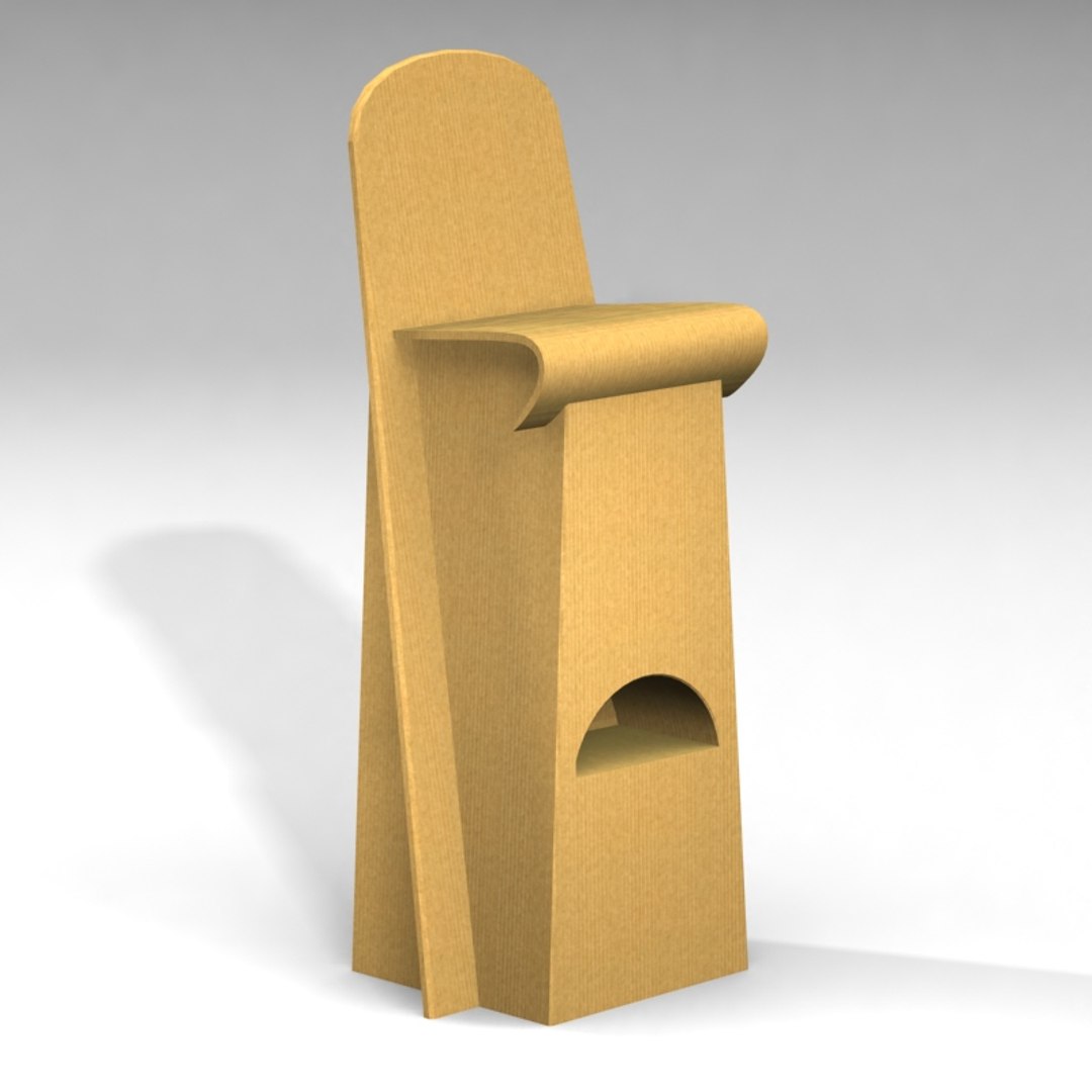 cardboard stool 3d 3ds