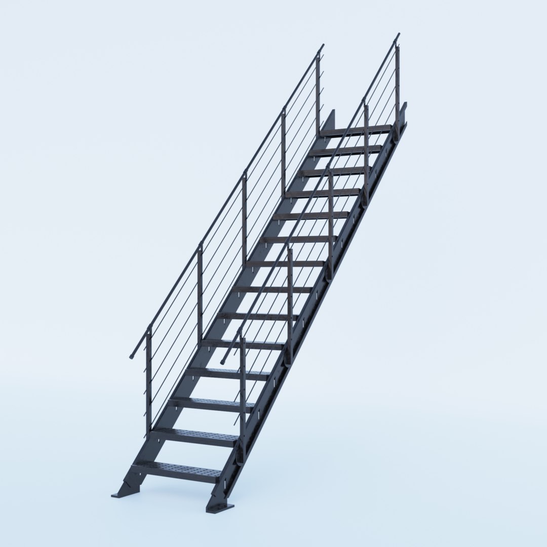 Steel Stair 3D - TurboSquid 1809930