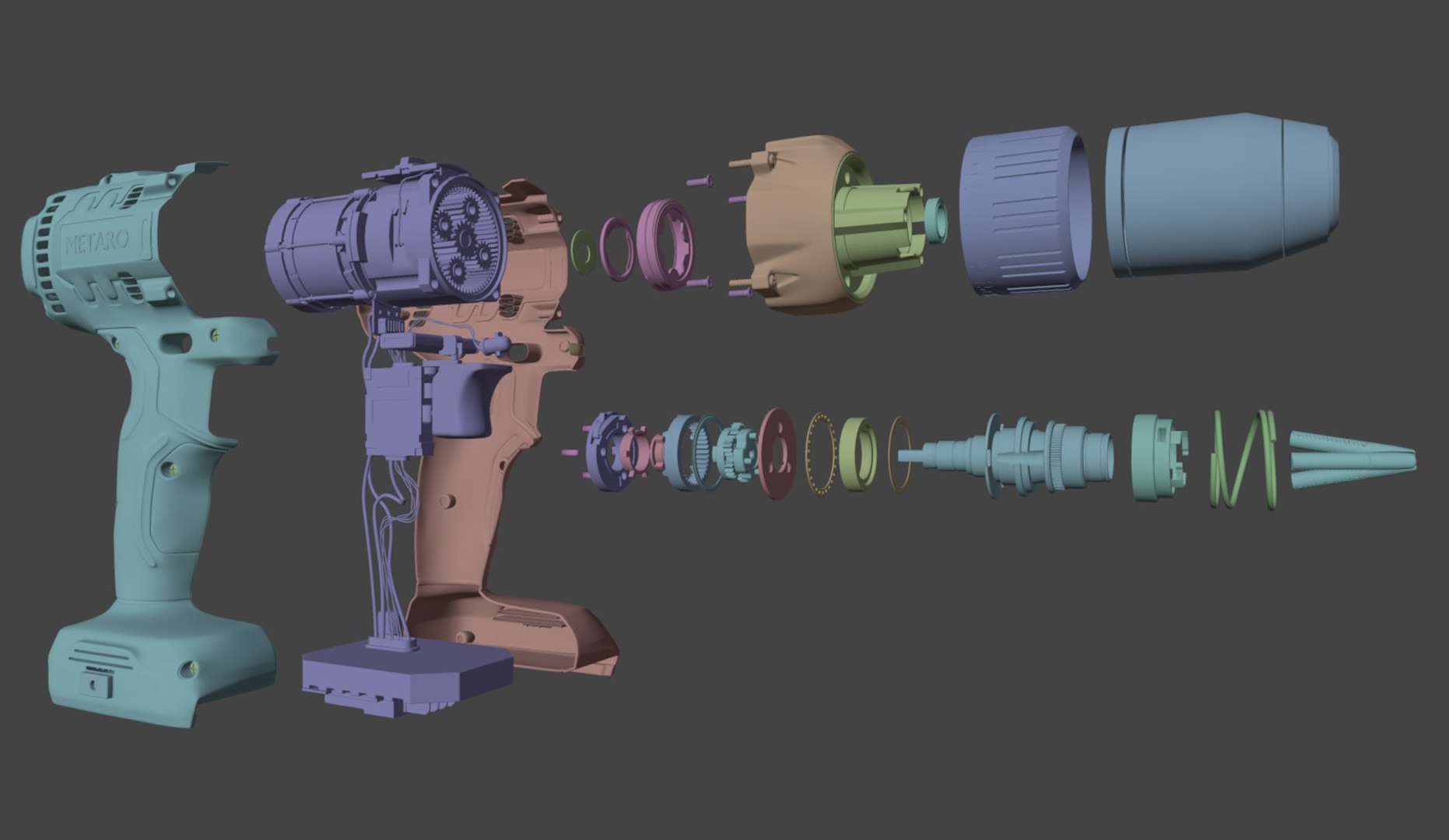 3D Drill Animated With All Parts Model - TurboSquid 2241705