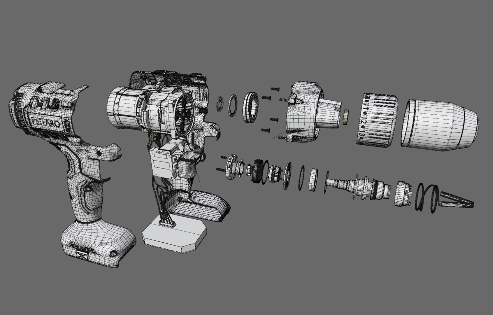 3D Drill Animated With All Parts Model - TurboSquid 2241705