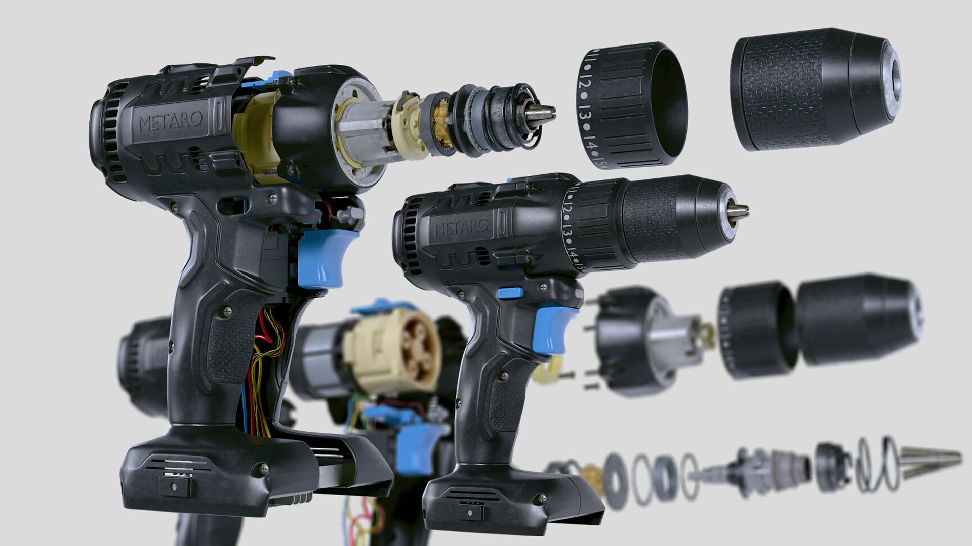 3D Drill Animated With All Parts Model - TurboSquid 2241705
