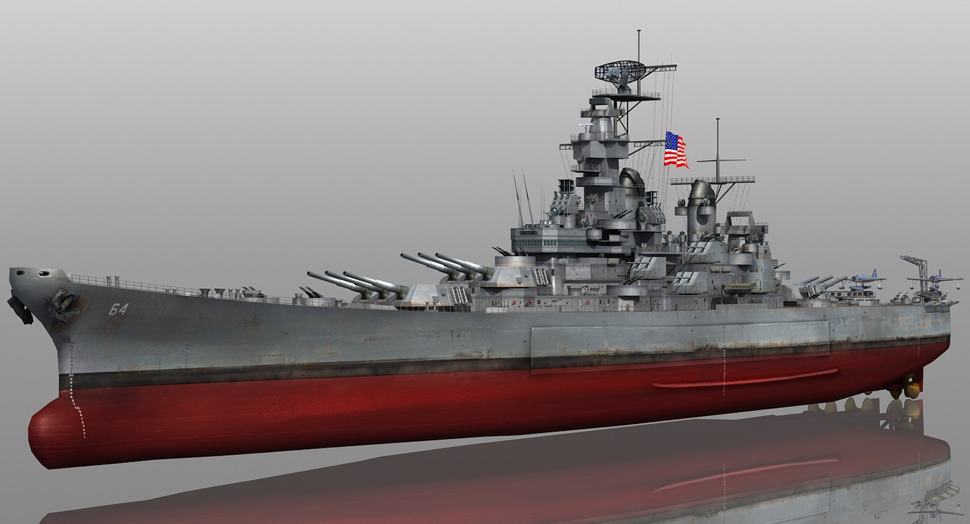 3D Model Uss Wisconsin Bb-64 1942-1945 - TurboSquid 1324357