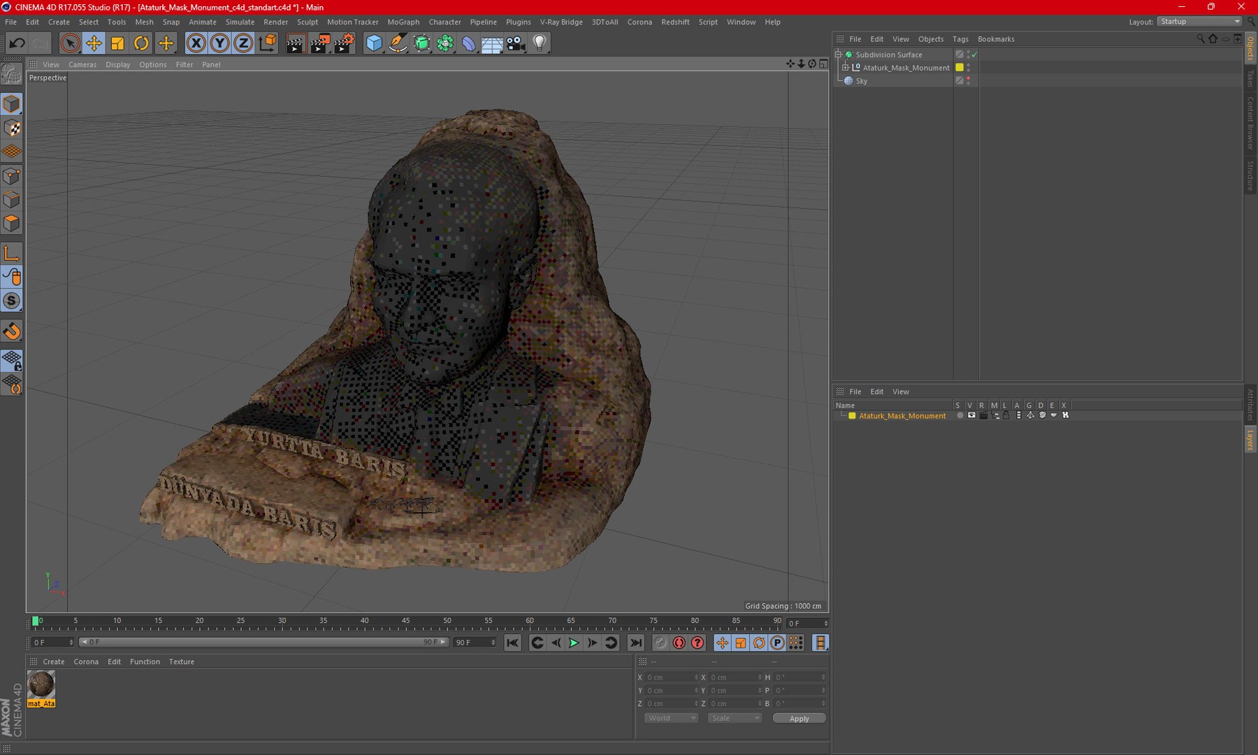 3D Ataturk Mask Monument model - TurboSquid 2148608