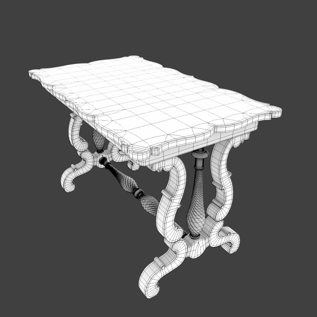 Antique Wooden Table 3d Model