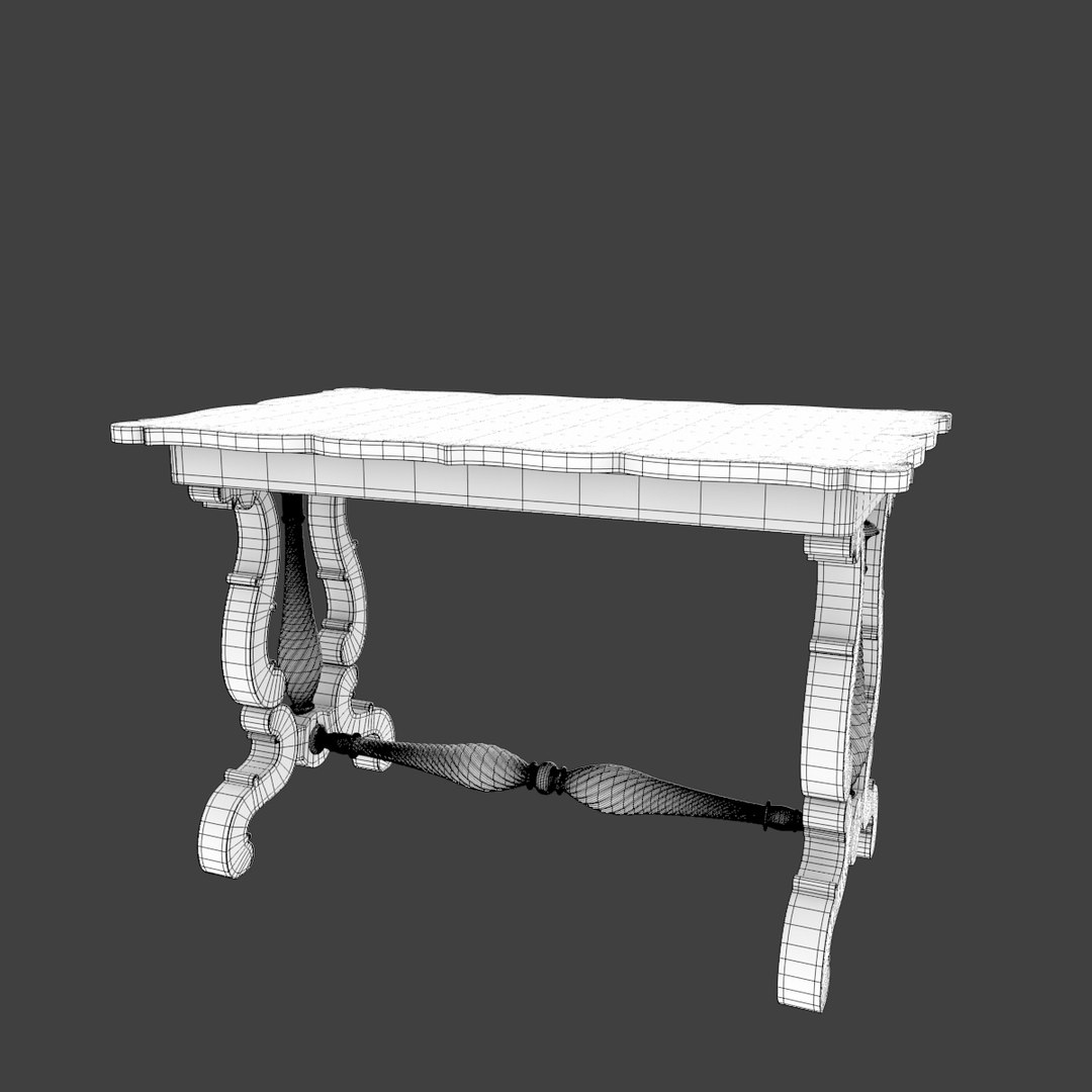 Antique Wooden Table 3d Model