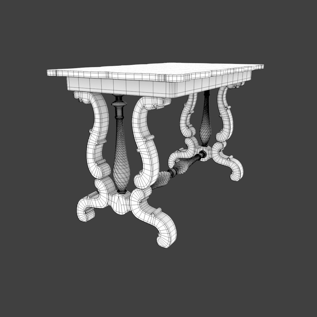 Antique Wooden Table 3d Model