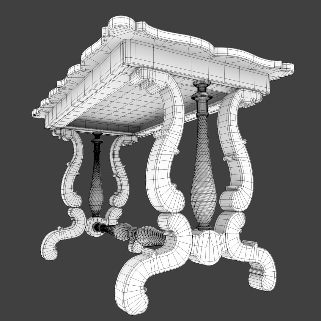 Antique Wooden Table 3d Model