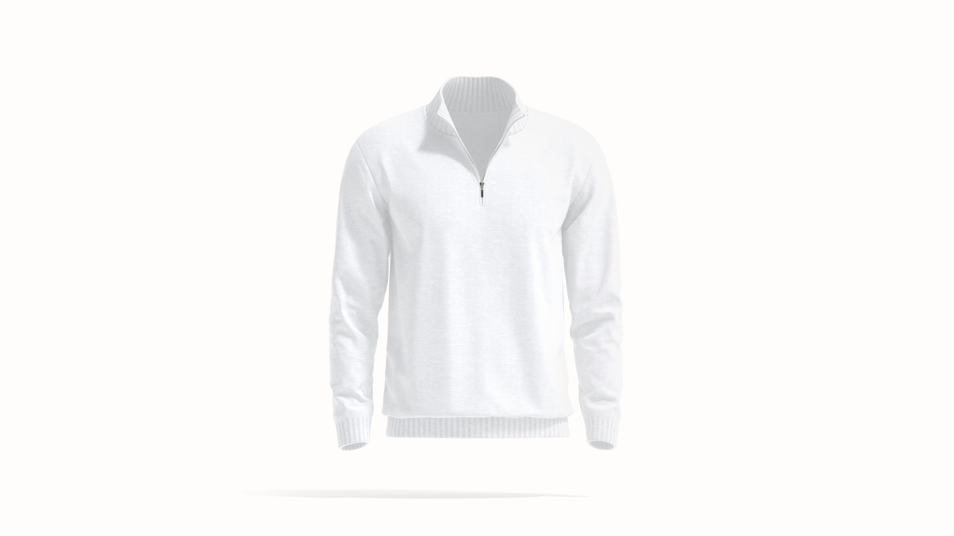 3D White Quarter Zip Sweater - Knitted Men Pullover With Zipper Neck ...