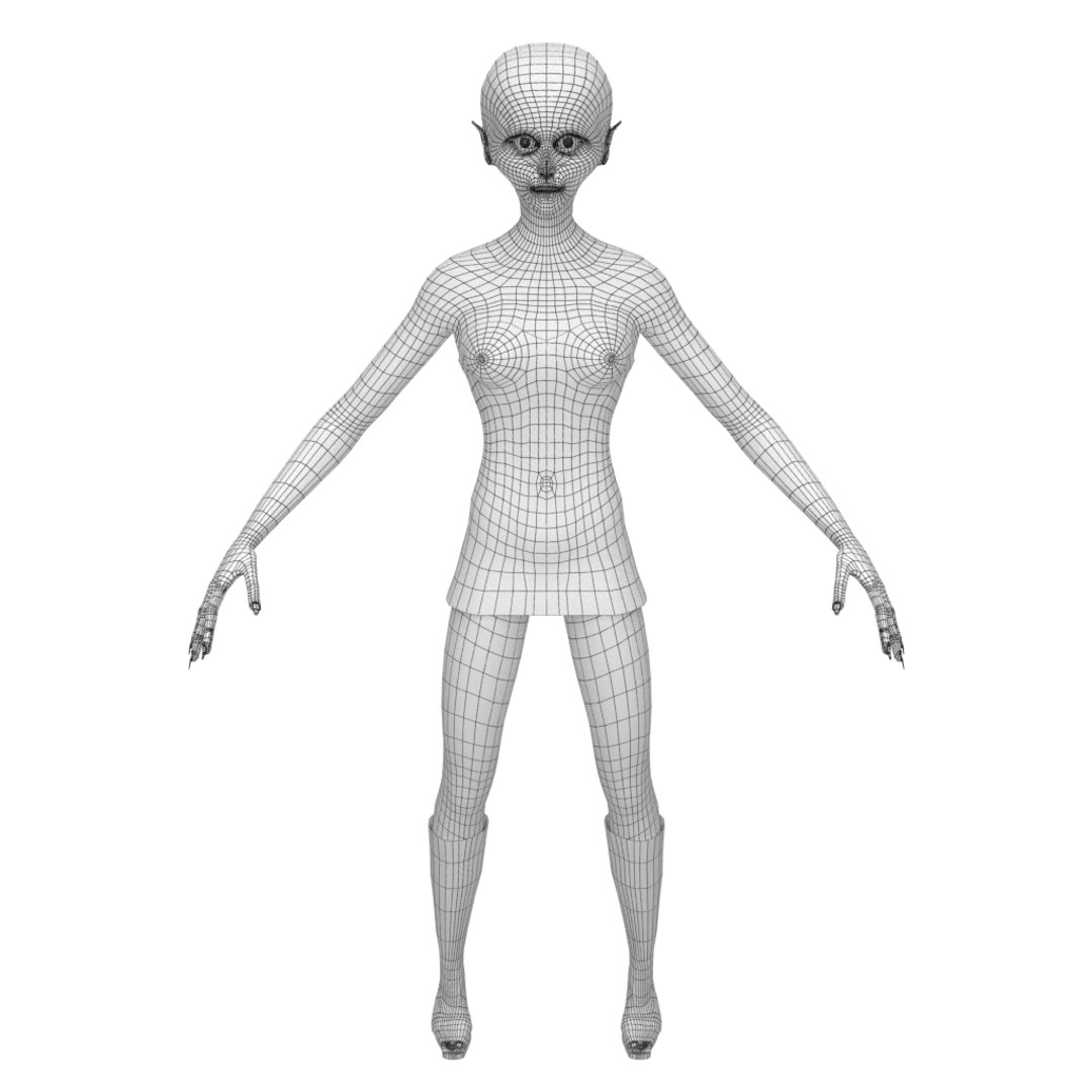 Caricature Alien Girl 3D Model - TurboSquid 1421656