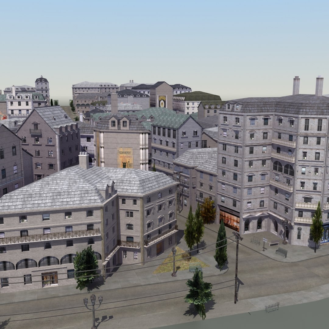 3d European City Building Street Model