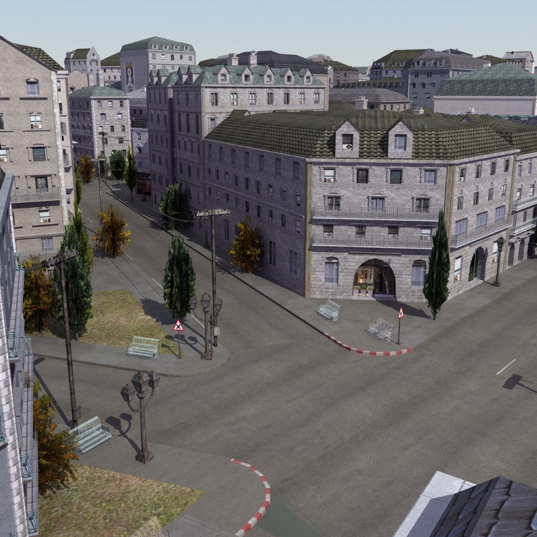 3d European City Building Street Model