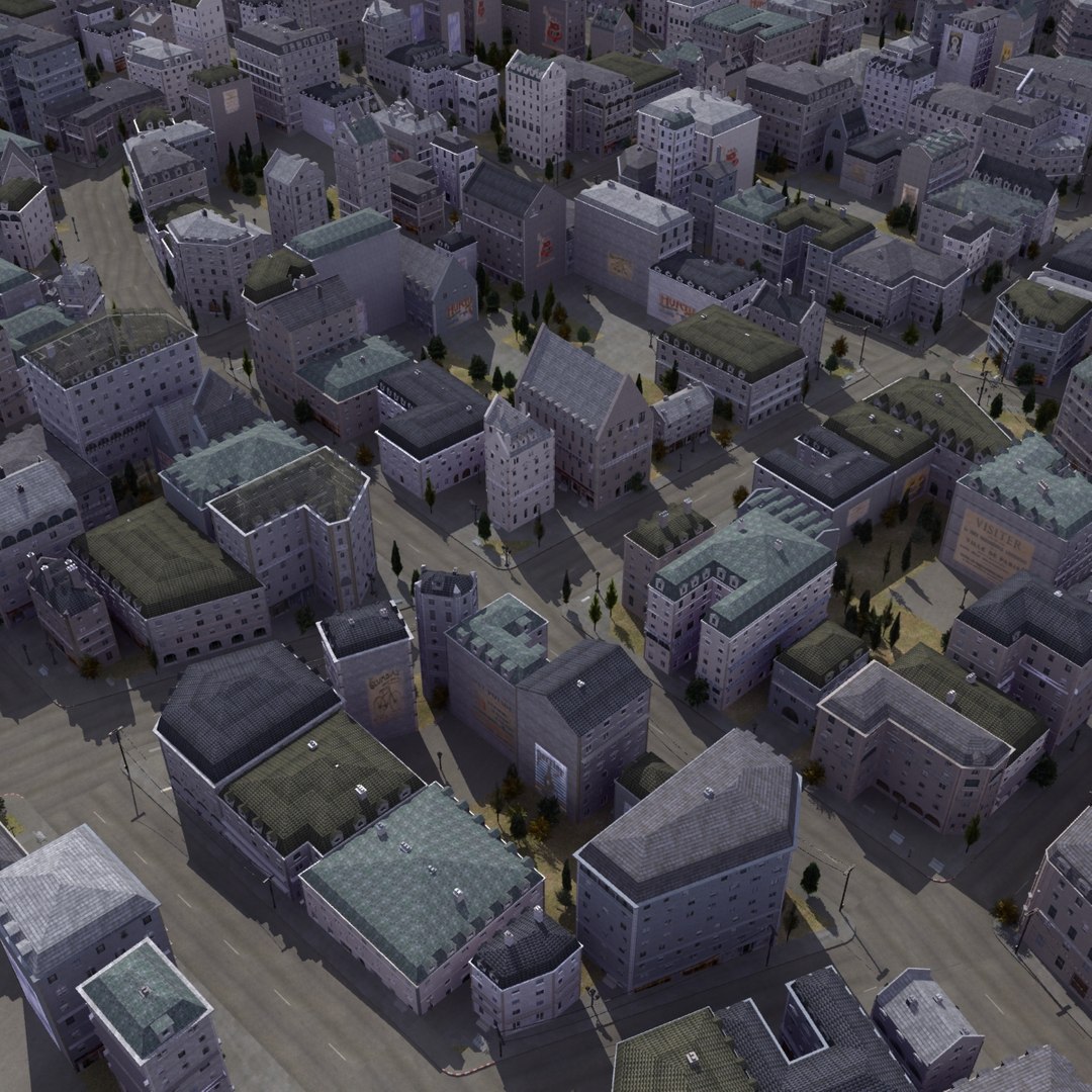 3d European City Building Street Model