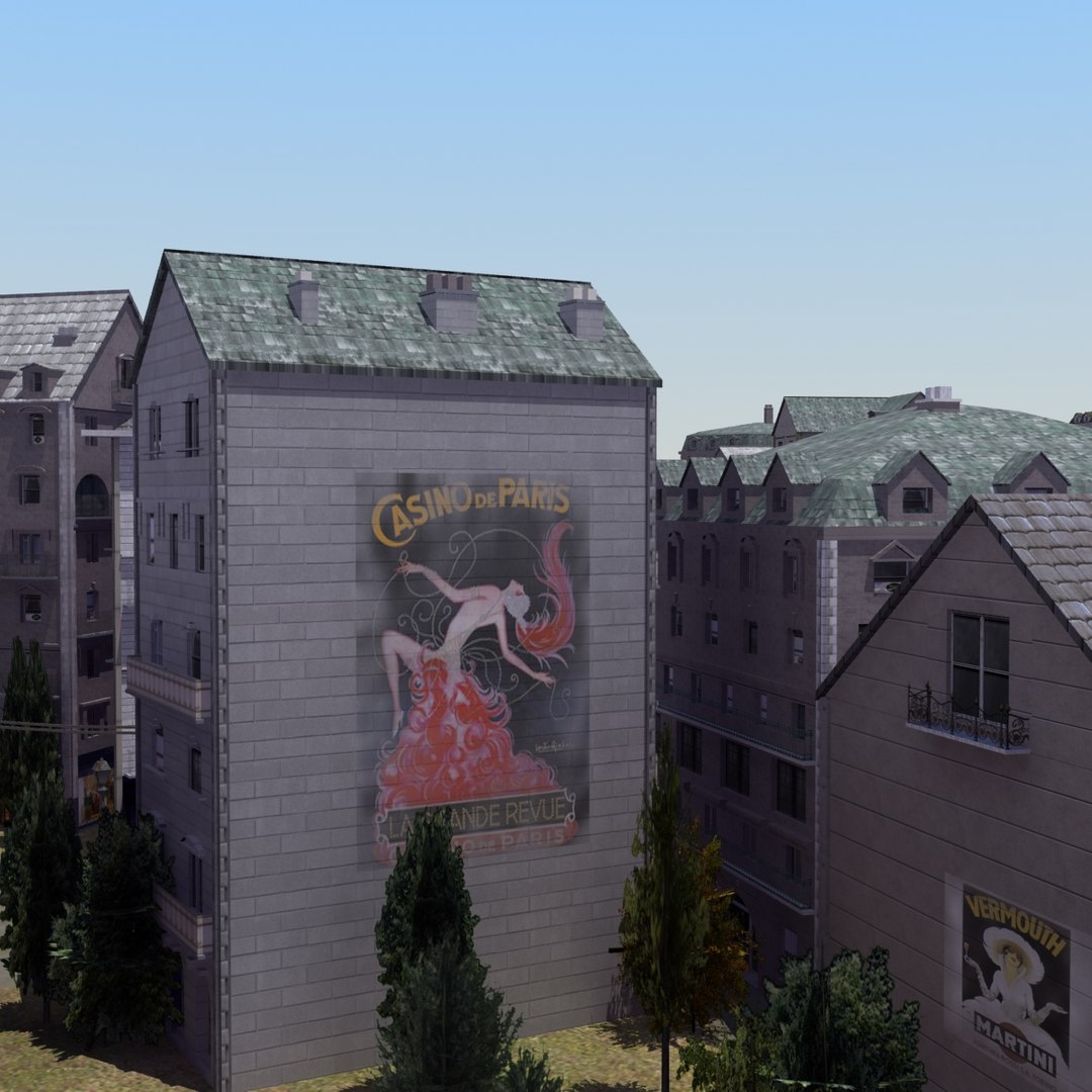 3d european city building street model