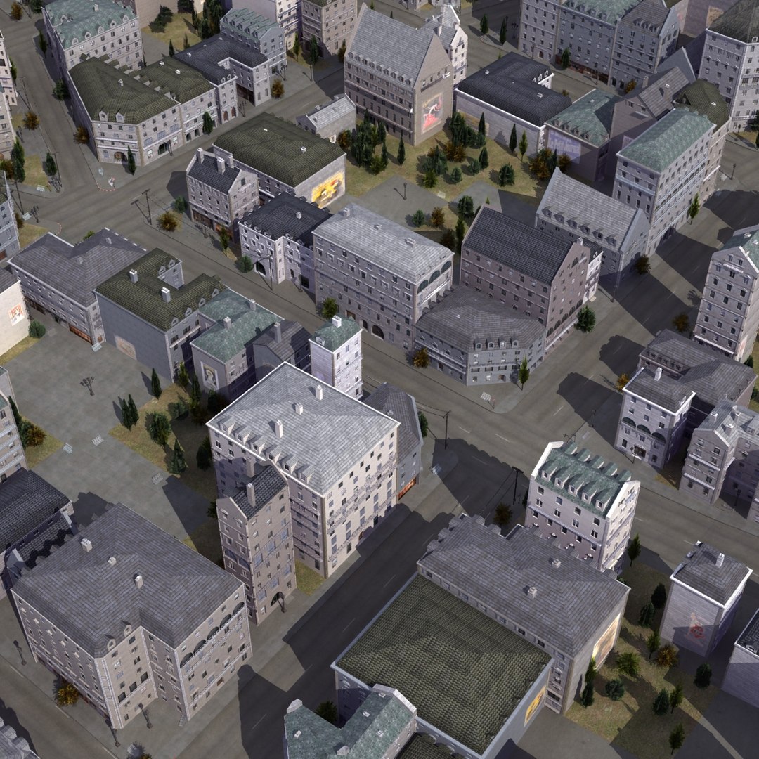 3d European City Building Street Model