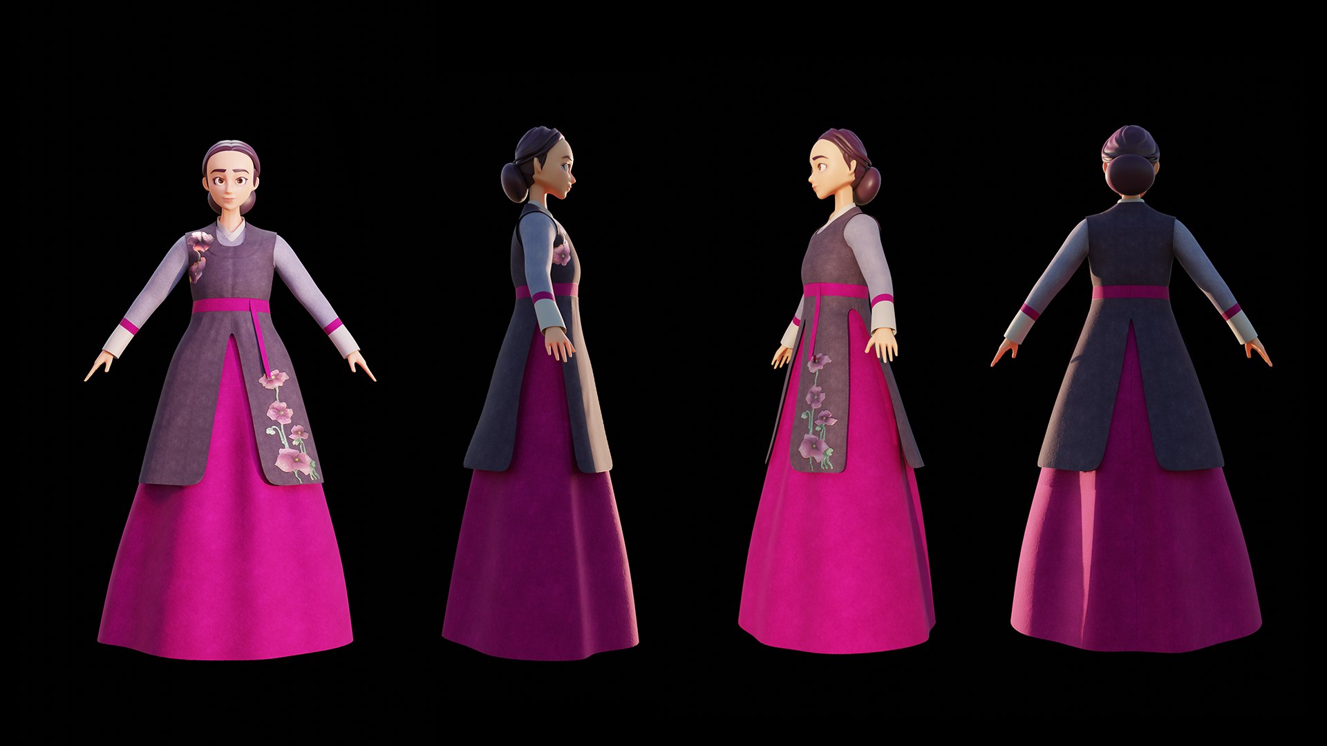 Korean Traditioan Hanbok with character 3D - TurboSquid 2168414