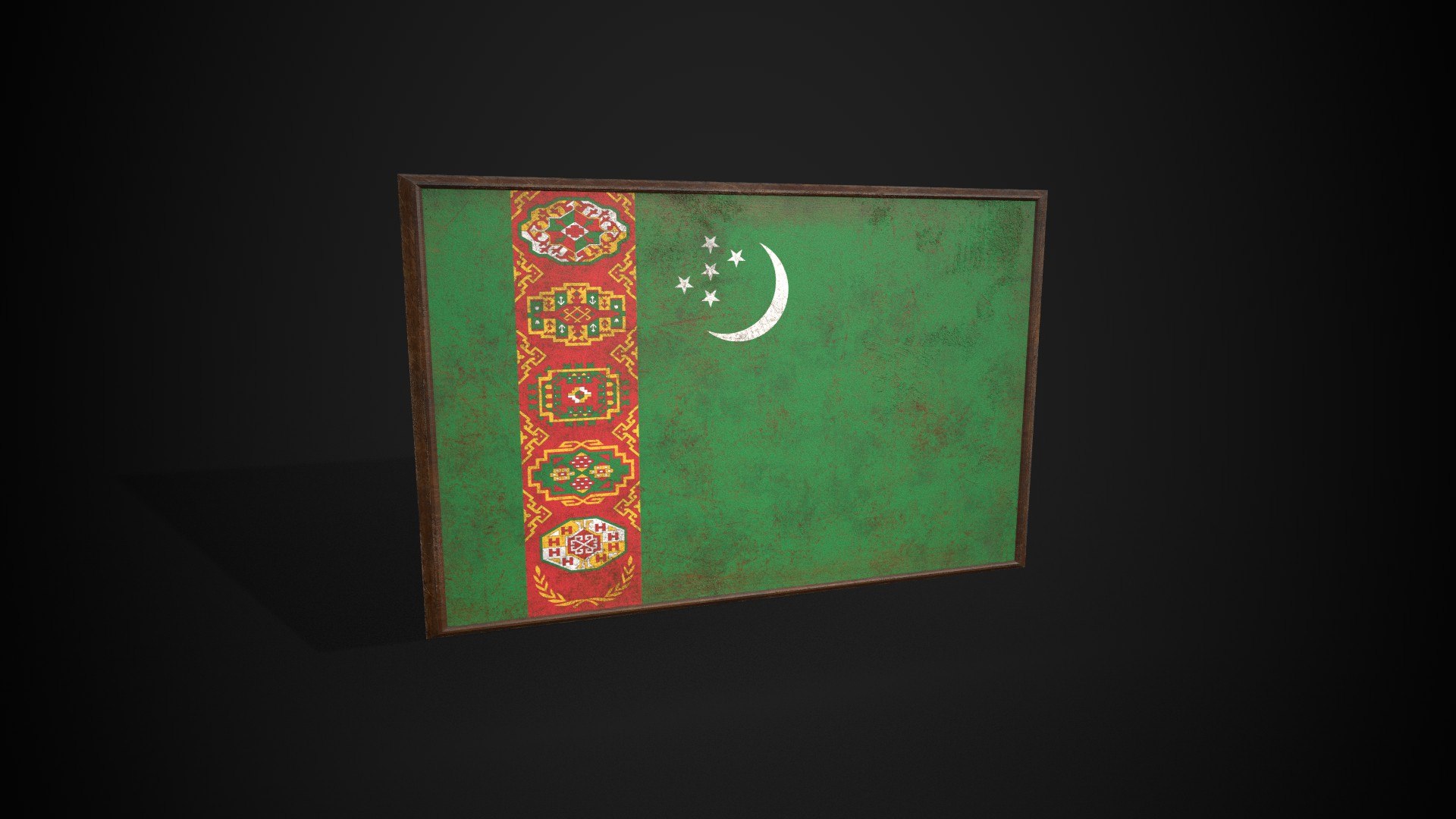 3D Old Picture Frame With Turkmenistan Flag - Game Ready PBR Low-poly ...