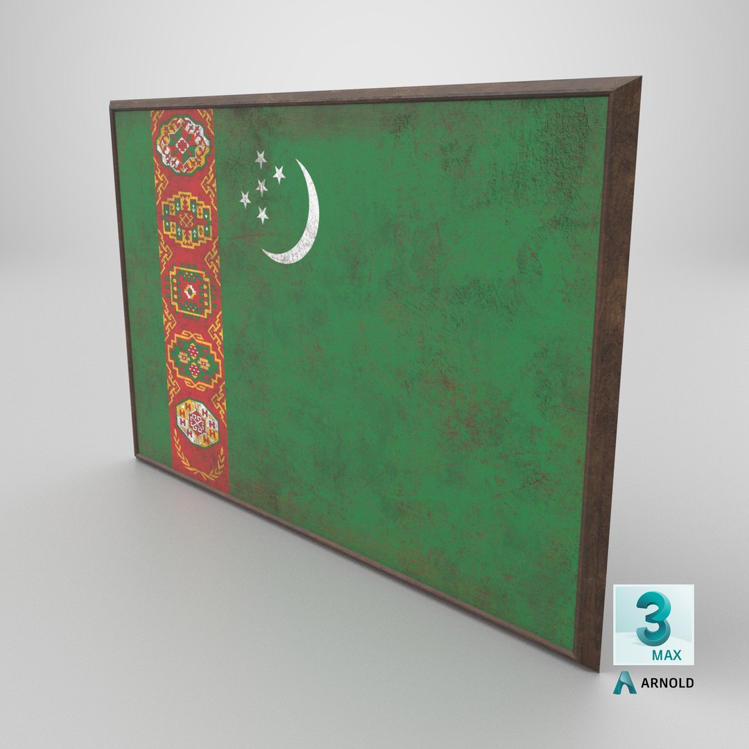 3D Old Picture Frame With Turkmenistan Flag - Game Ready PBR Low-poly ...