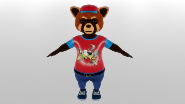 modelo 3d Personaje de panda rojo parlante aparejado de dibujos ...
