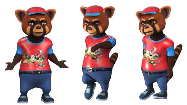 modelo 3d Personaje de panda rojo parlante aparejado de dibujos ...