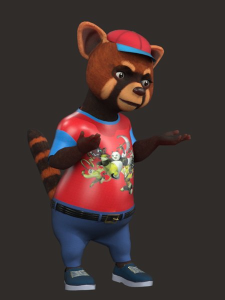 modelo 3d Personaje de panda rojo parlante aparejado de dibujos ...