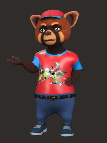 modelo 3d Personaje de panda rojo parlante aparejado de dibujos ...