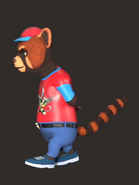 modelo 3d Personaje de panda rojo parlante aparejado de dibujos ...