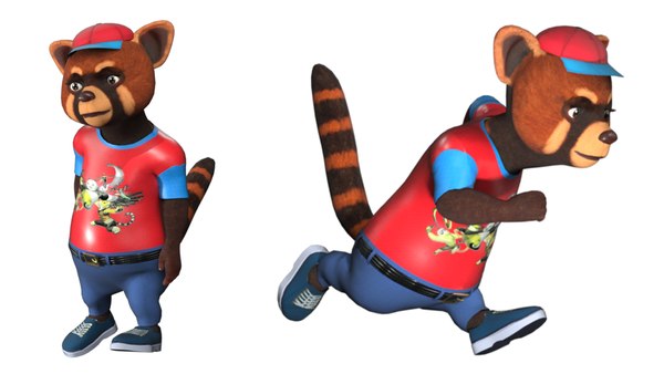 modelo 3d Personaje de panda rojo parlante aparejado de dibujos ...