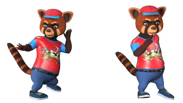 modelo 3d Personaje de panda rojo parlante aparejado de dibujos ...
