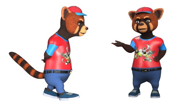 modelo 3d Personaje de panda rojo parlante aparejado de dibujos ...