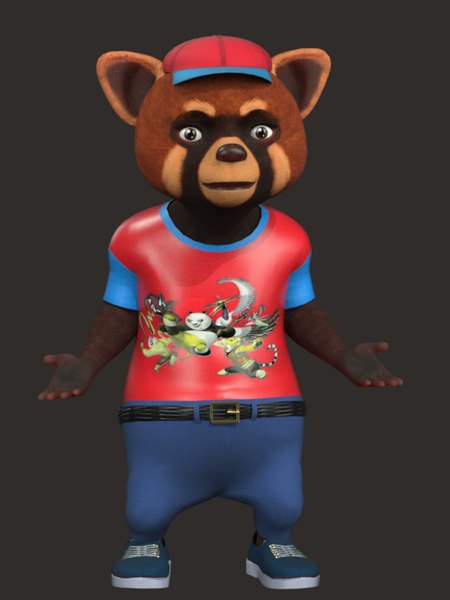 modelo 3d Personaje de panda rojo parlante aparejado de dibujos ...