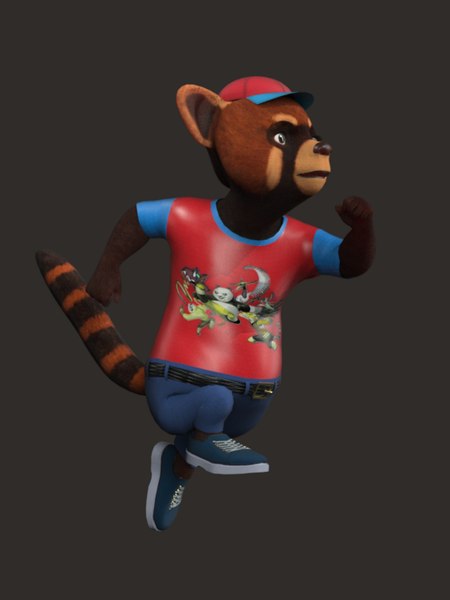 modelo 3d Personaje de panda rojo parlante aparejado de dibujos ...