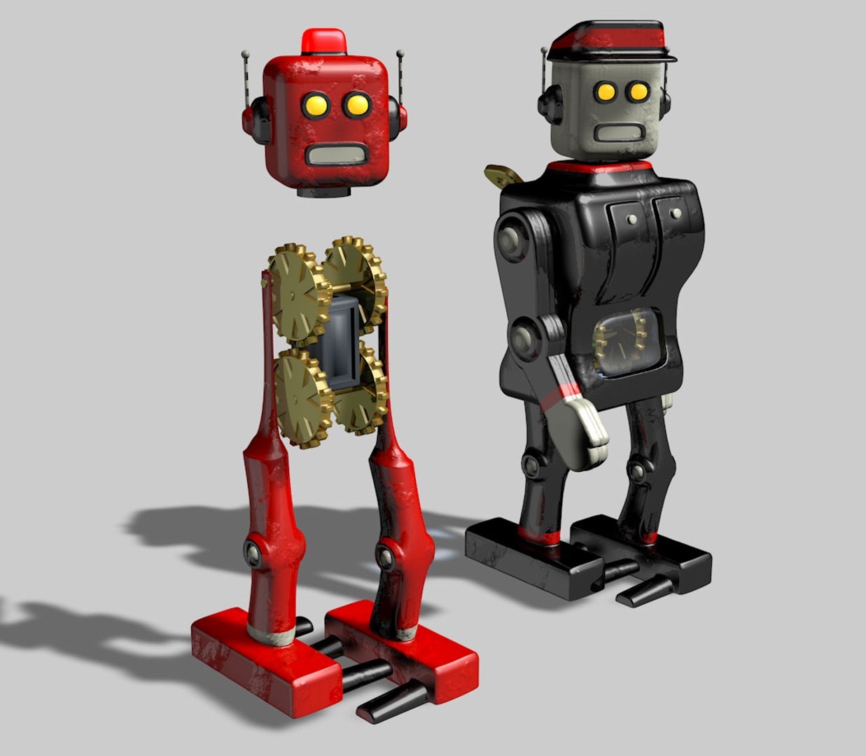 3d Model Toy Clockwork Robots Animation