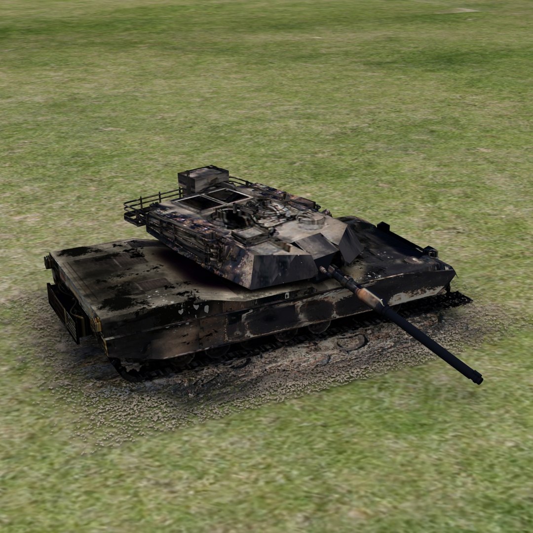 3d 3ds Burned M1 Abrams Tank
