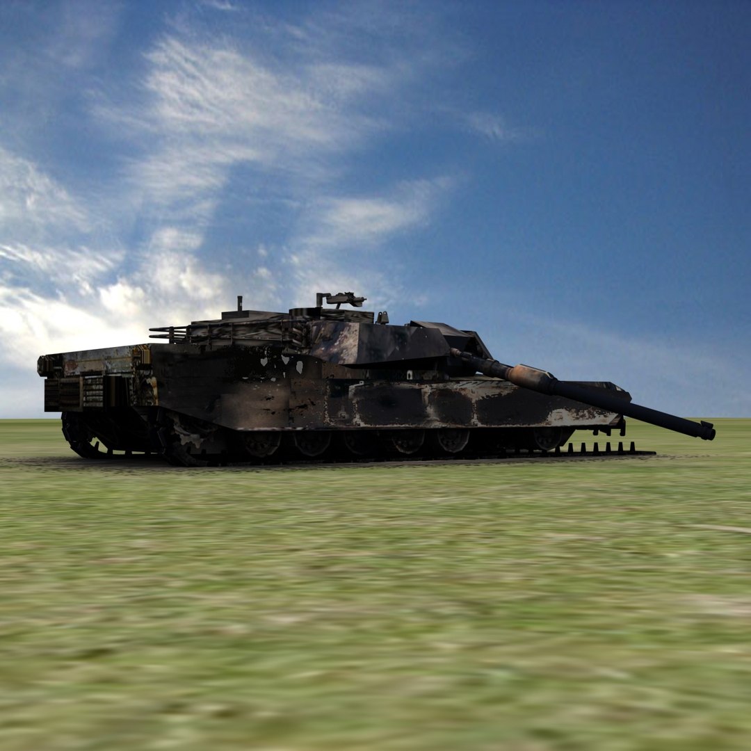 3d 3ds Burned M1 Abrams Tank