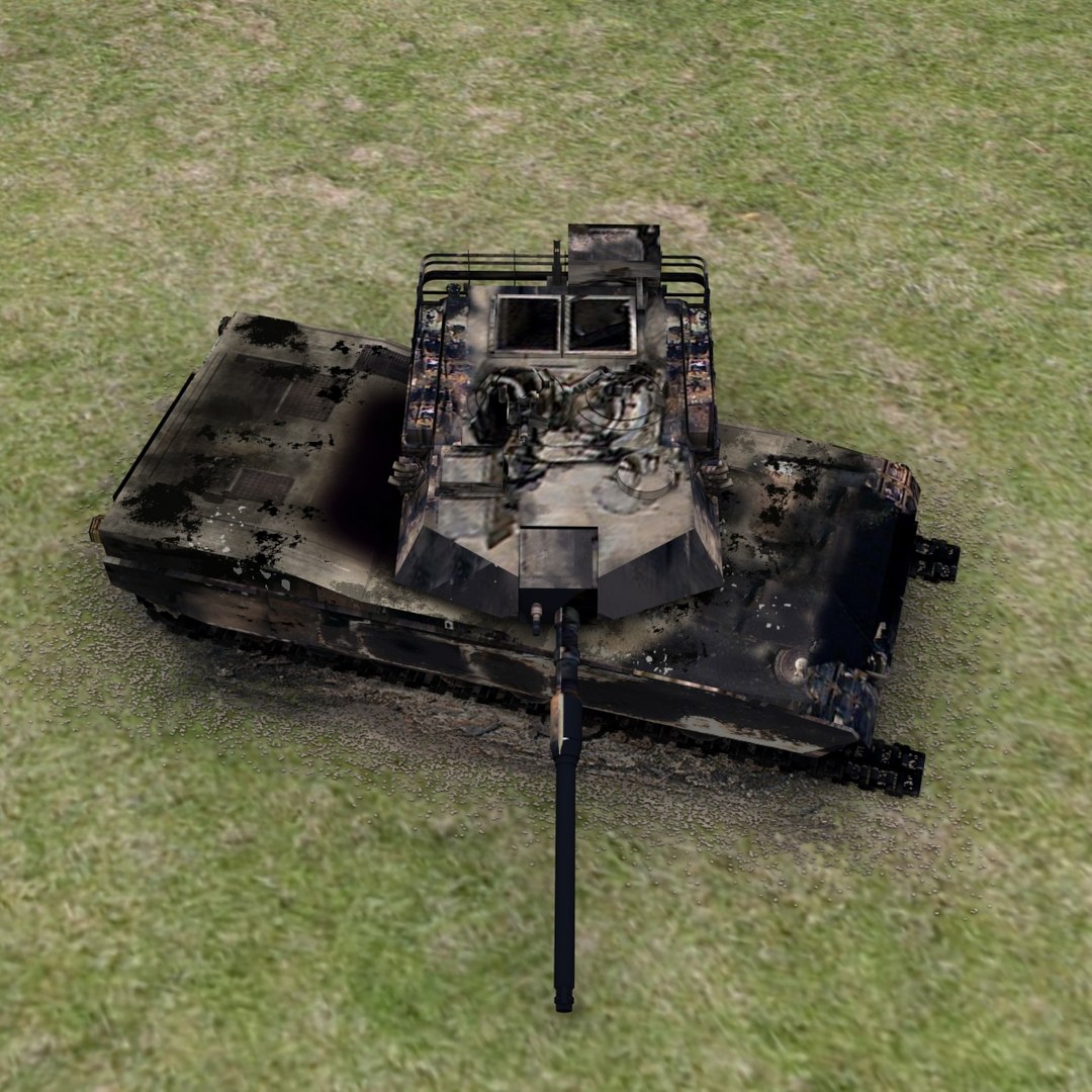 3d 3ds Burned M1 Abrams Tank