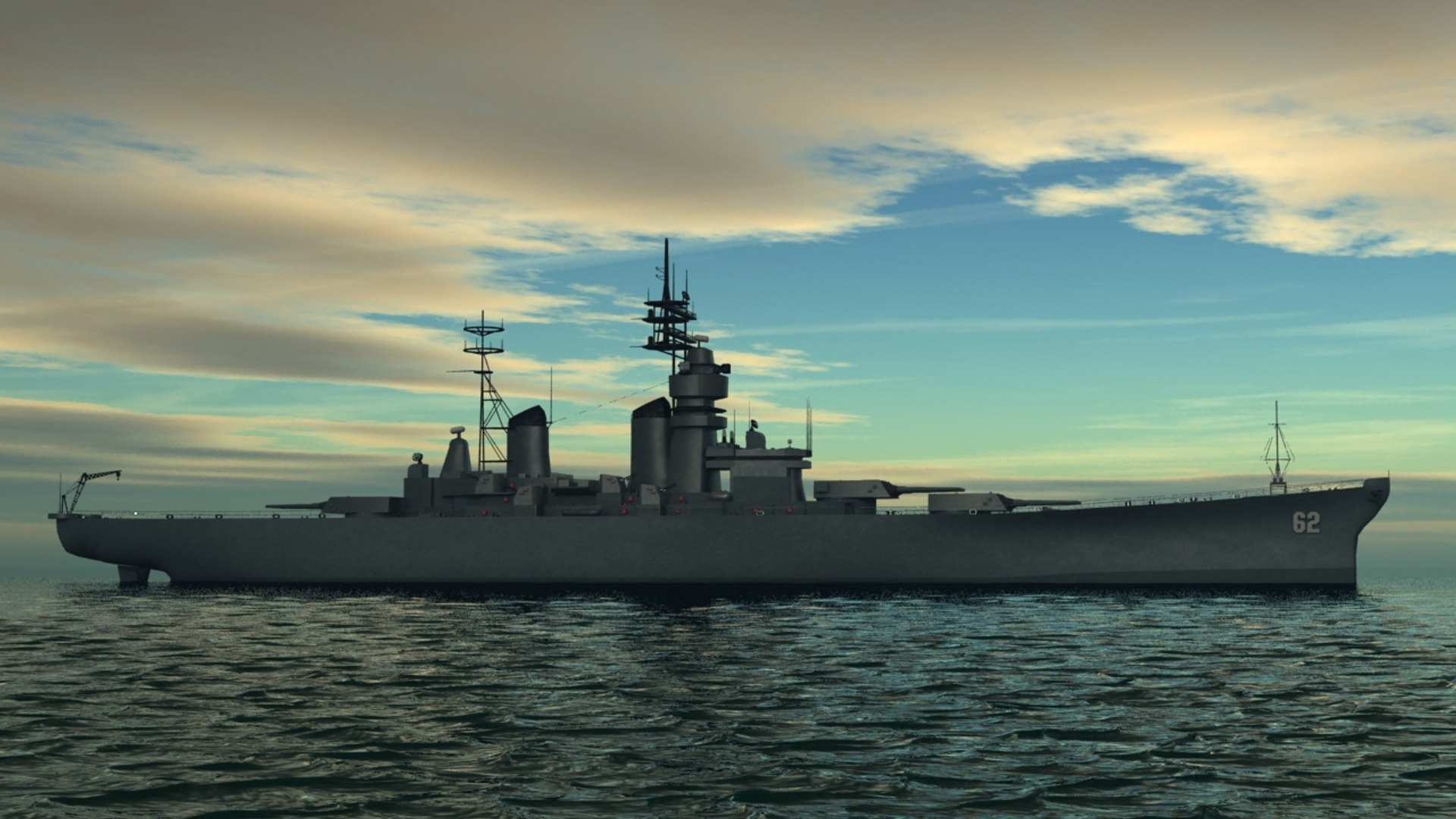 Uss New Jersey Battle 3d Model