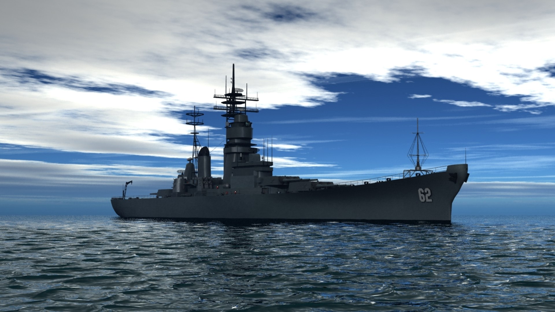 uss new jersey battle 3d model