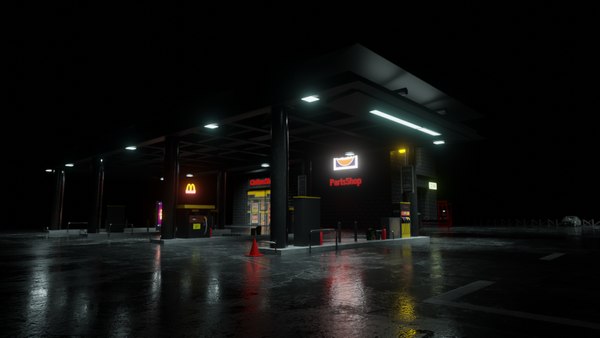 gas station self 3d model