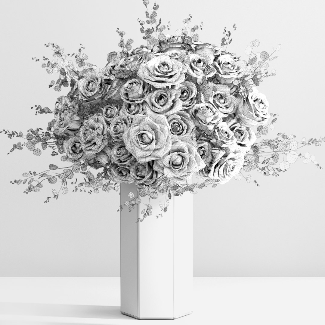 3D Realistic Rose Flower Vase Model - TurboSquid 1404371