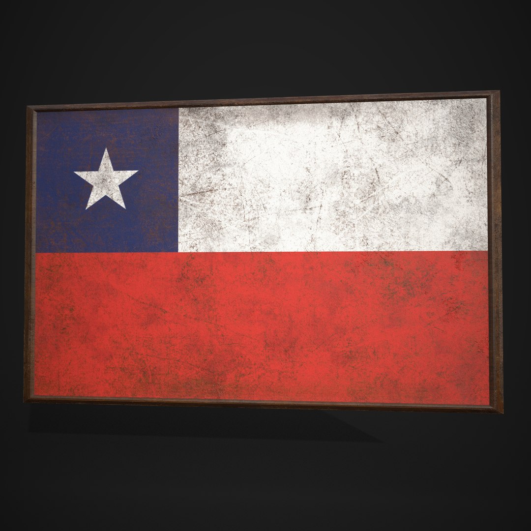 Old Picture Frame With Chile Flag - Game Ready PBR Low-poly 3d Model 3D ...