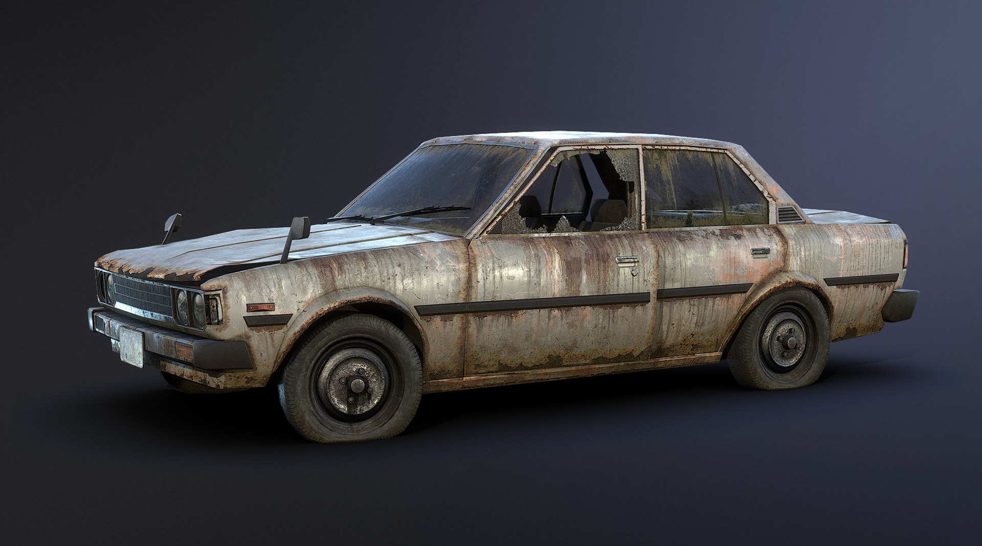 3D Low-poly Rusty Toyota Corolla - TurboSquid 1317488