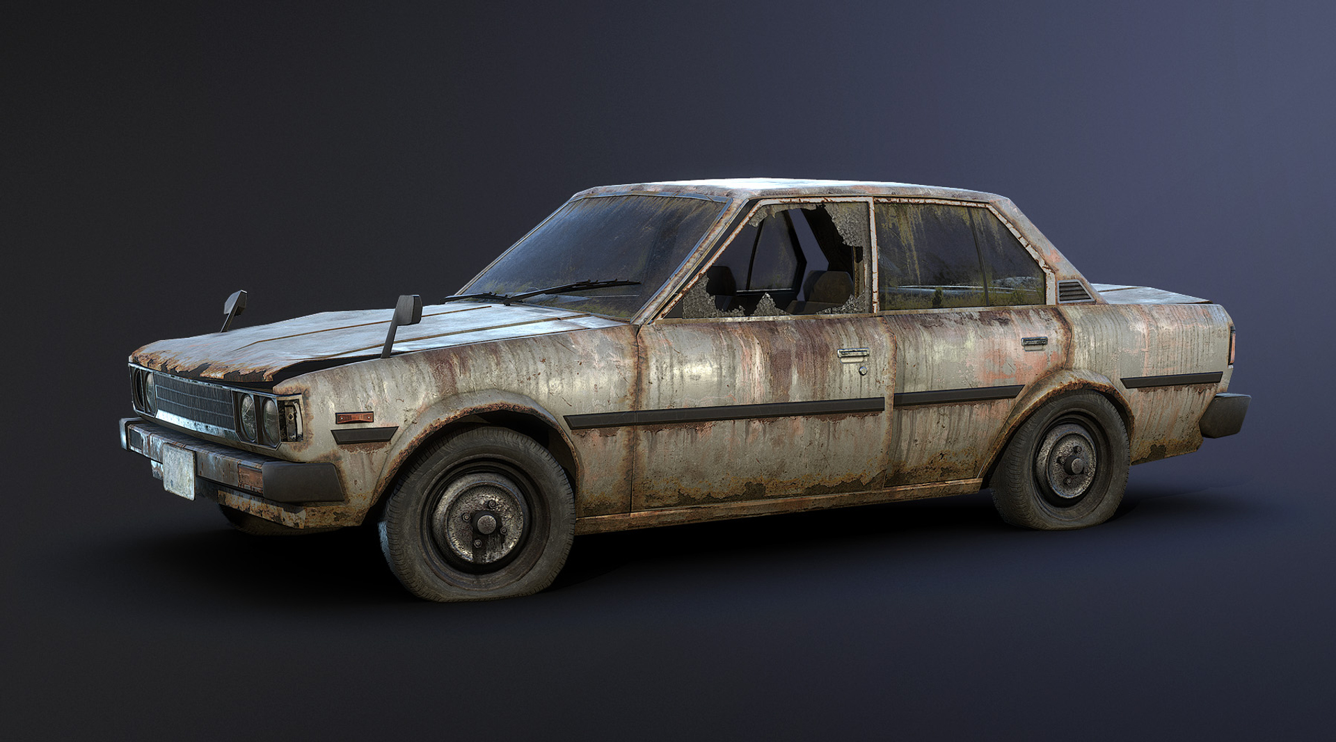 3D low-poly rusty toyota corolla - TurboSquid 1317488
